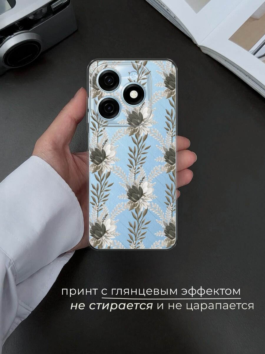 Чехол на Tecno Spark 20 / Текно Спарк 20 с принтом "Переплетение цветов" — фото 1