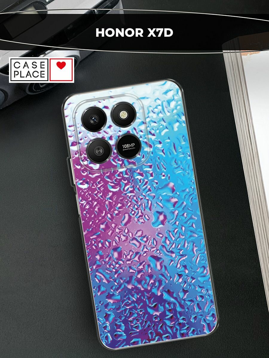 Силиконовый чехол на Honor X7d / Хонор X7d с принтом "Капли на стекле"