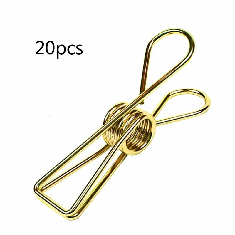 20 шт. стальные прищепки для белья, Золото