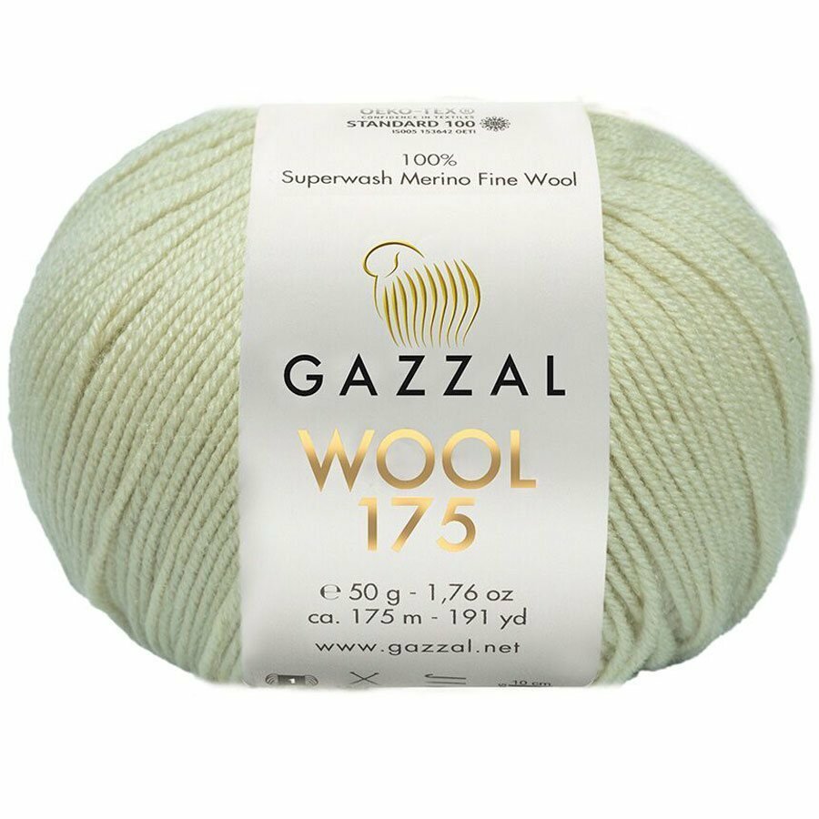 Пряжа Gazzal WOOL 175 344 полынь (5 мотков)