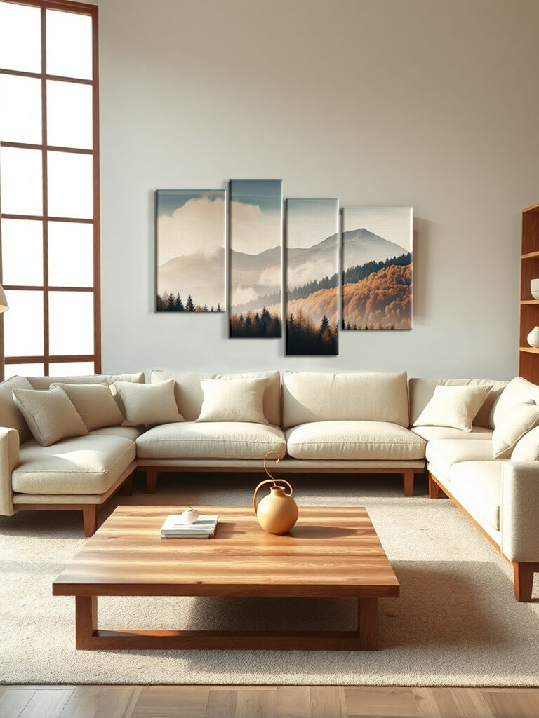 Картина модульная 140х100 см на натуральном холсте для интерьера/ Осенние горы, Diva Kartina