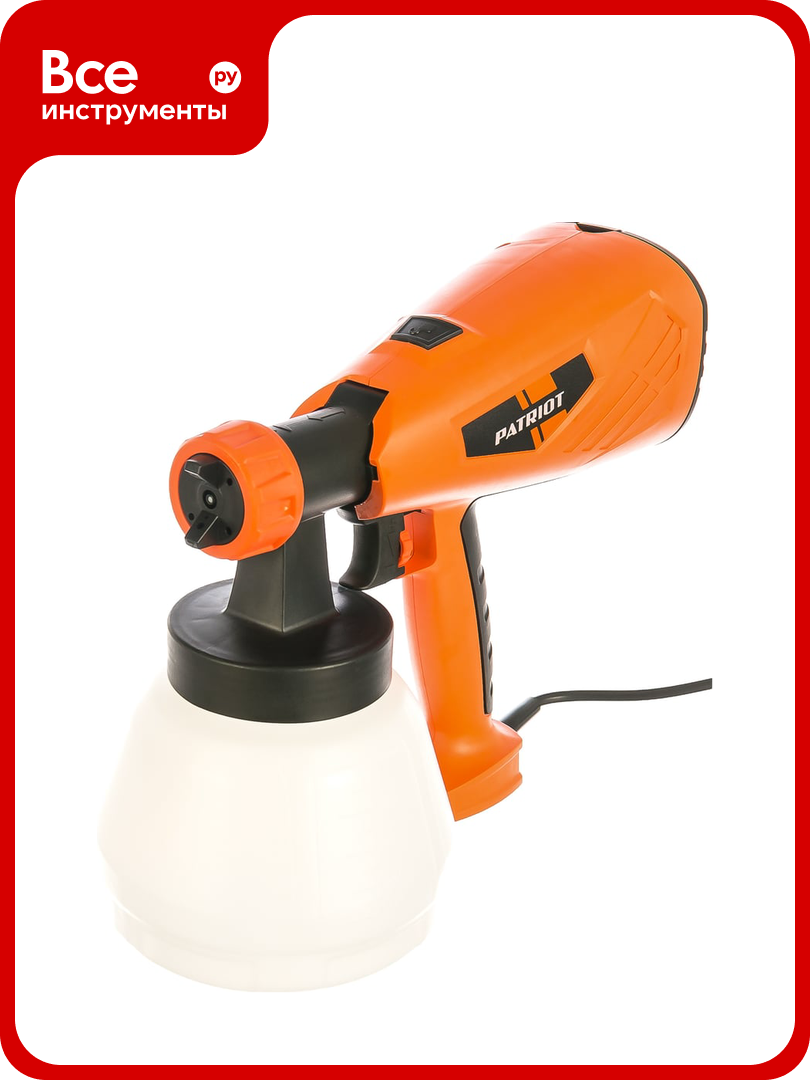 Электрический краскопульт Patriot SG 500 170303505, для распыления грунтовки краски лака эмали антисептика