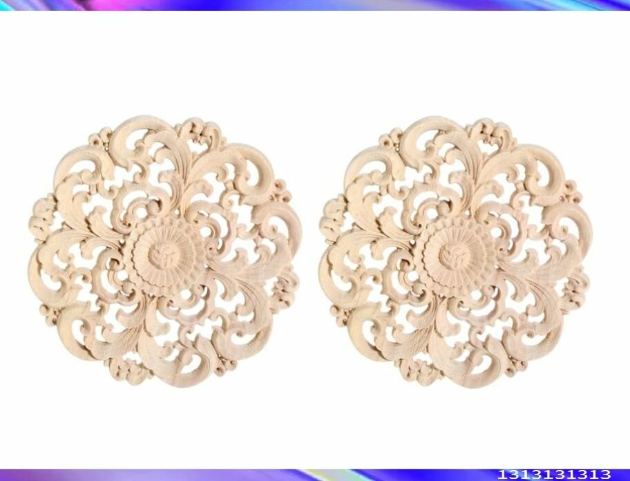 Эксклюзивные резные цветочные аппликации из дерева 2 шт для декора камина зеркала или настенного шкафа