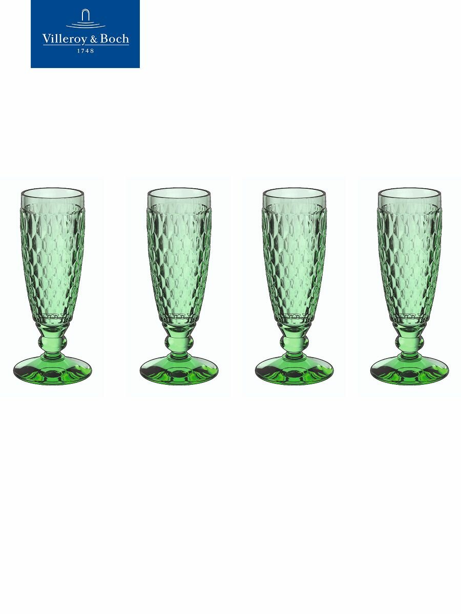 Набор бокалов для шампанского 120 мл, 4 шт, Boston Coloured green, Villeroy & Boch, Хрустальное стекло