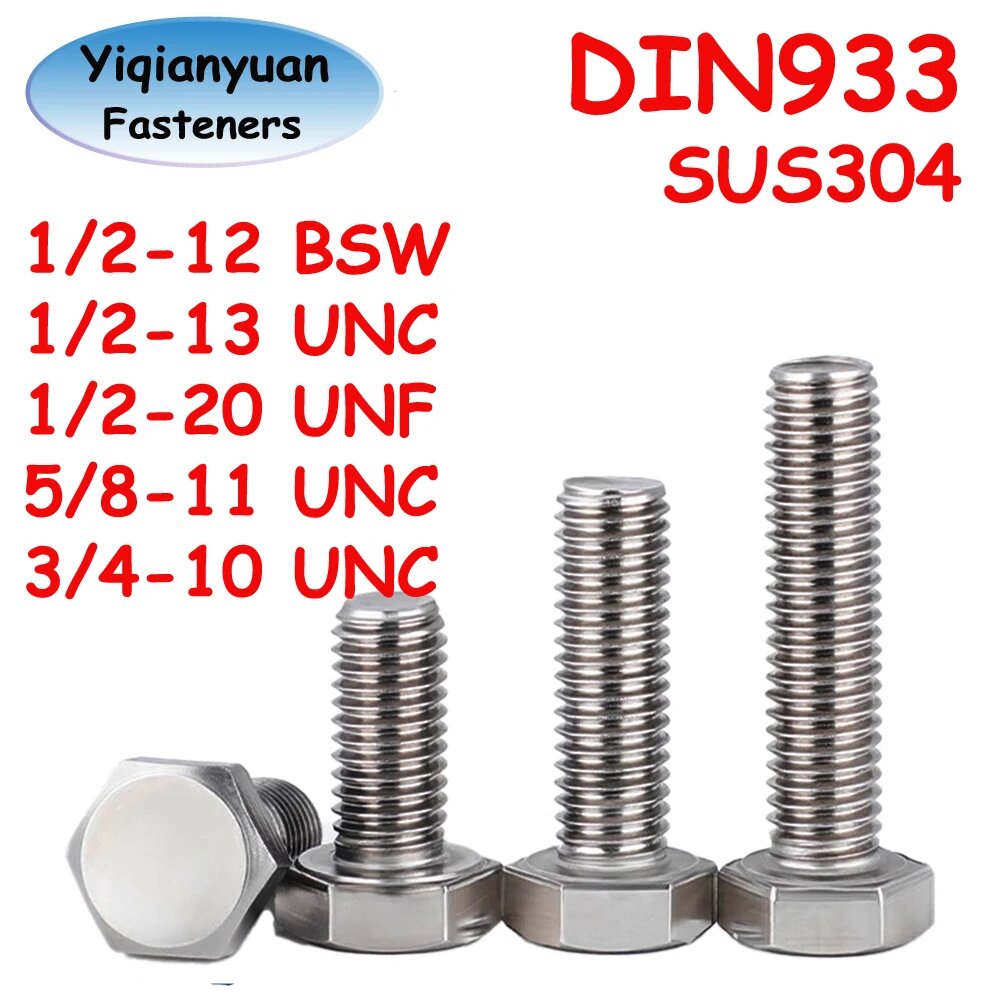 Винты Yiqianyuan из нержавеющей стали 1I2-20 UNF(2Pcs), 1-1I2