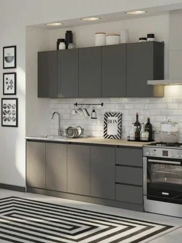 Кухонный гарнитур Челси ЛДСП 2м графит/дуб вотан со столешницей, МИФ