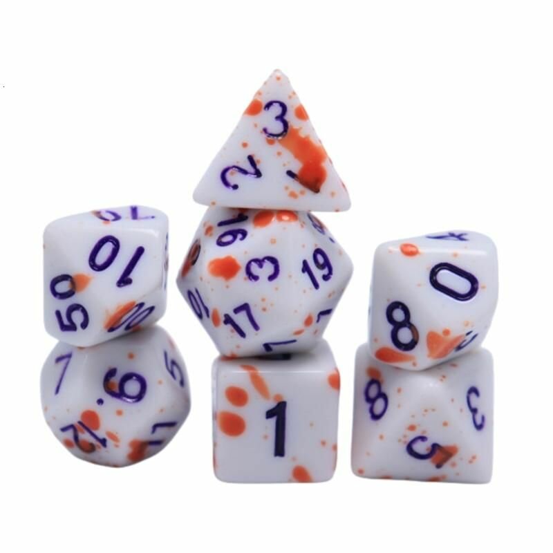 Настольные игровые кубики 7 шт, Оранжевые точки