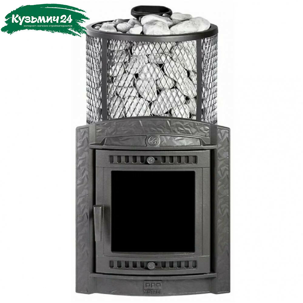 Печь для бани Атмосфера ХХL, чугун, 24 кВт, сетка из нержавейки, d 115, до 35 куб. м, 1 шт.