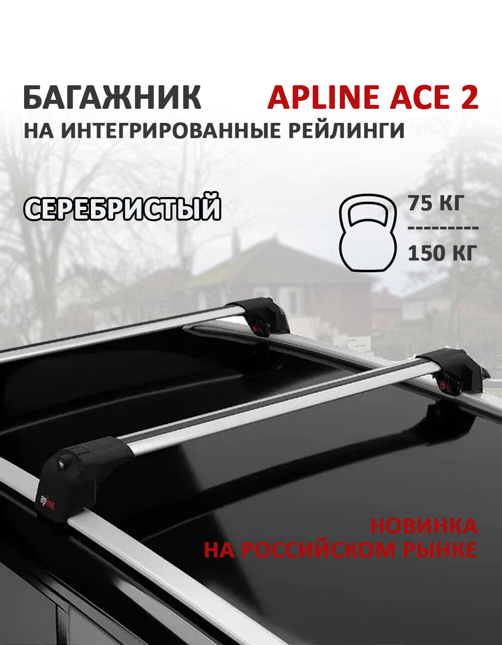 Багажник Apline Ace 2 для Haval F7 II 2024- на интегрированные рейлинги, cеребристый