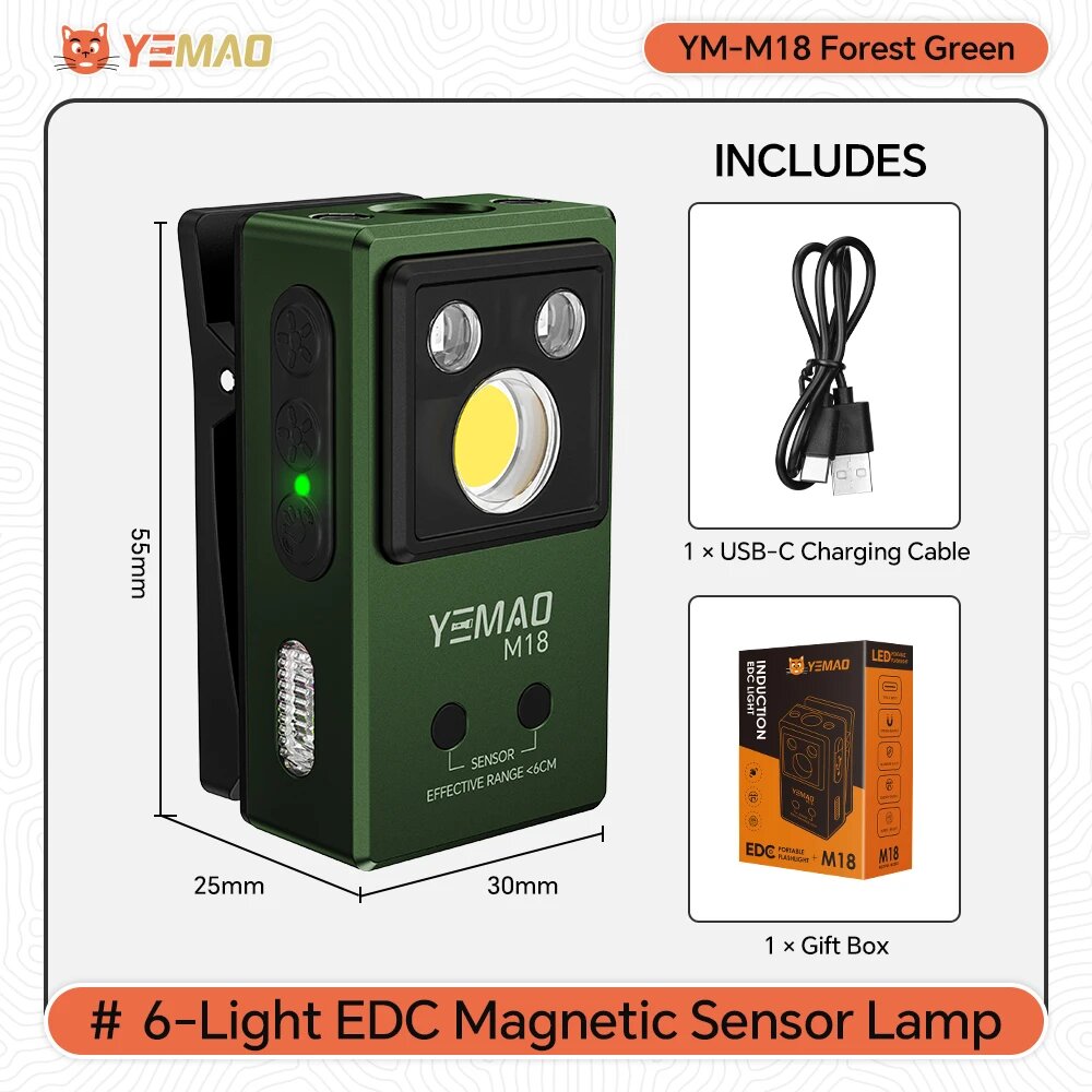 YEMAO M18 карманный фонарик 270LM 7 цветов YM-M18-green