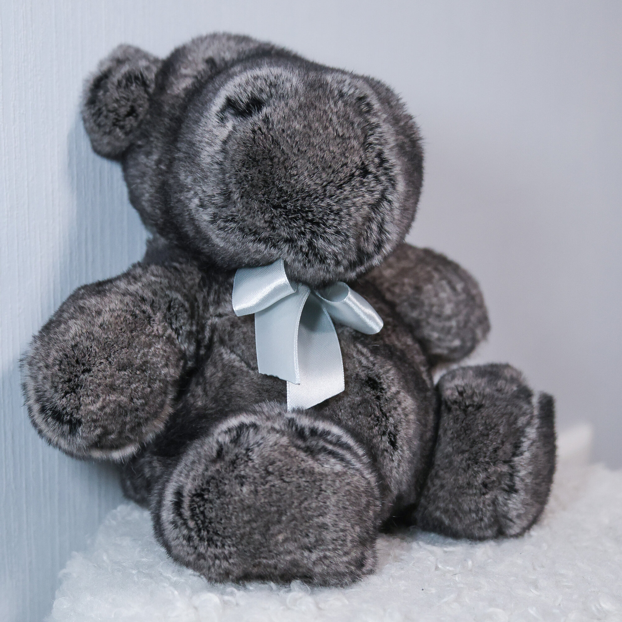 Игрушка из натурального меха OnlyFur "Бегемот Гиппо" серый, ручная работа