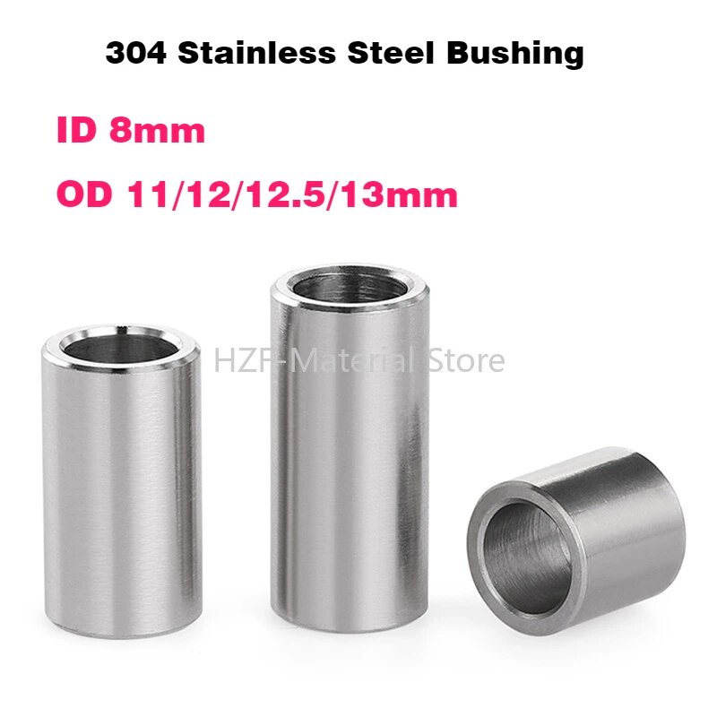 1-10 шт. втулка из нержавеющей стали 304, внутренний диаметр 8 мм, полая втулка, удлиненная цилиндрическая стальная беззубая винтовая втулка, наружный диаметр 11/12,5/13 мм