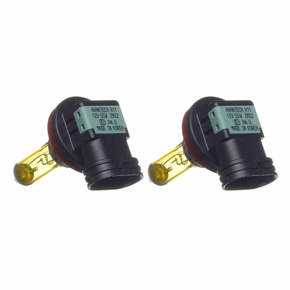 Автолампа H11 12V 55W (100W) 3000K ярко-желтый свет, 2 шт