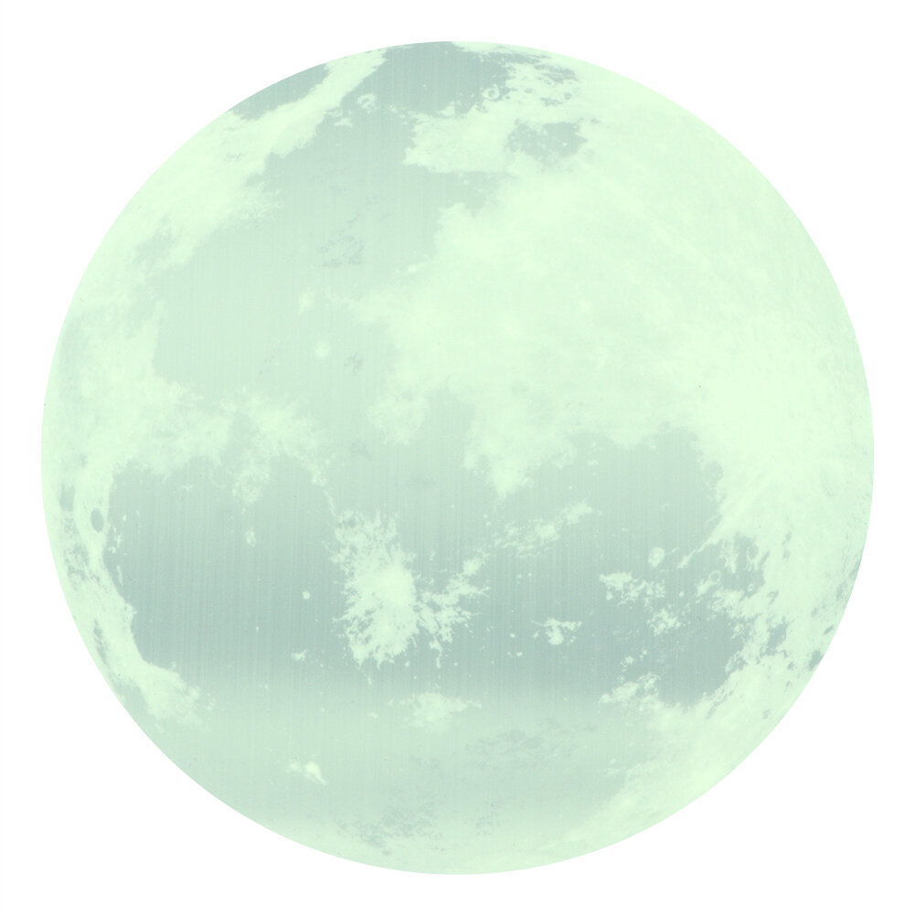30cm Luminous Moon Shape Glowing Wall Sticker Home Decor for Children Room Bedroom(Silver Green Light )