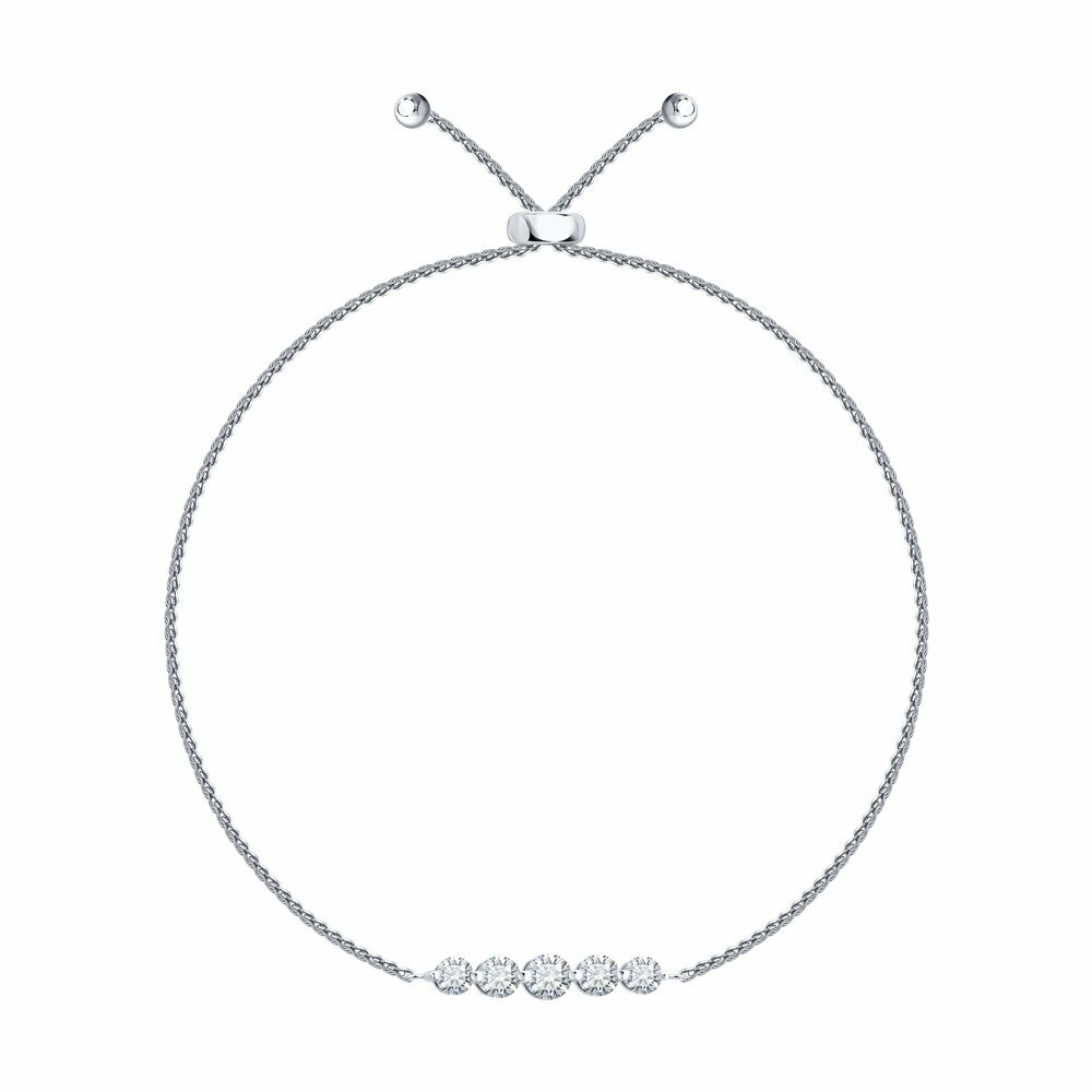 Браслет, белое золото, 585 проба, бриллиант выращенный