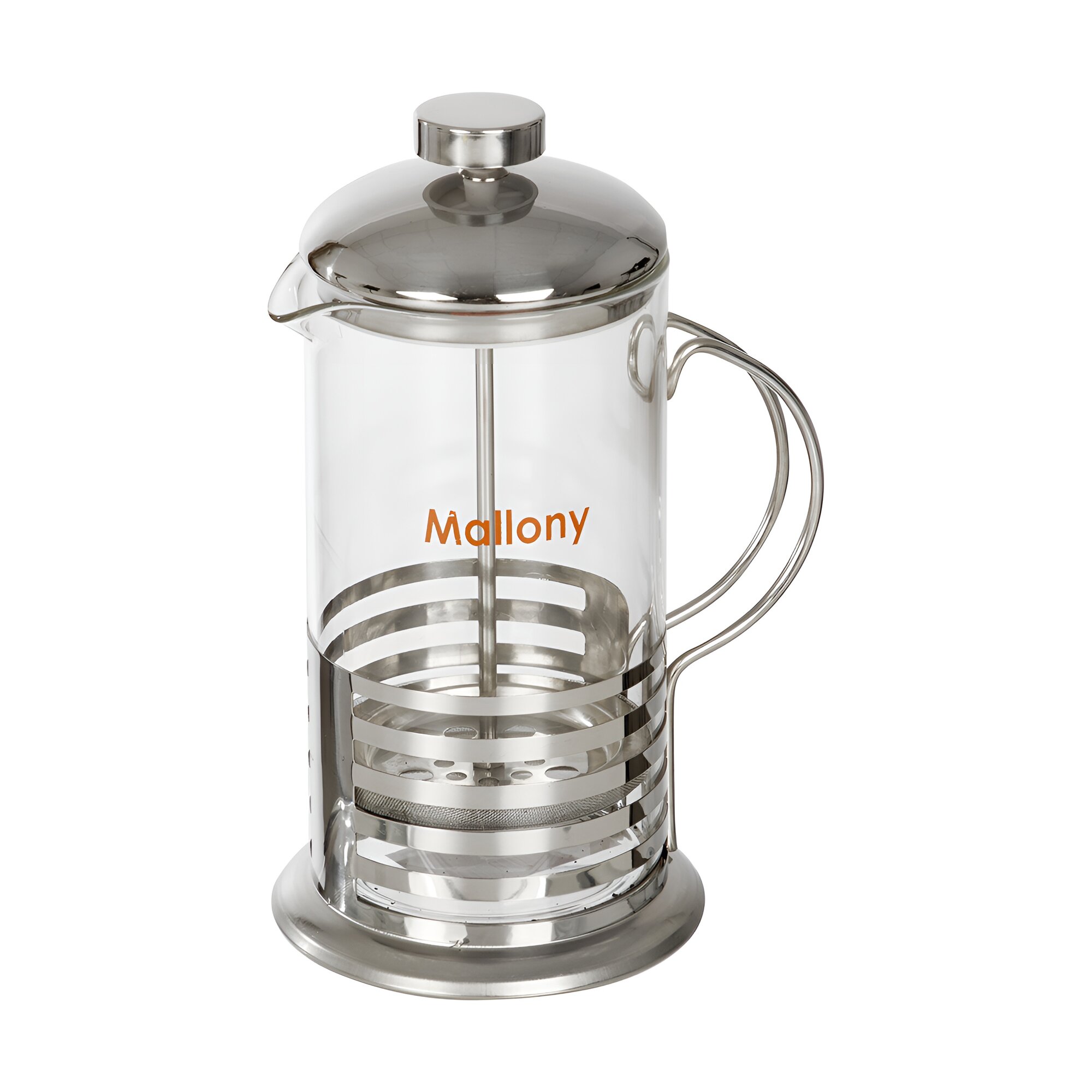 Френч-пресс Mallony Primo, 0,6 л, стекло/металл, серебристый