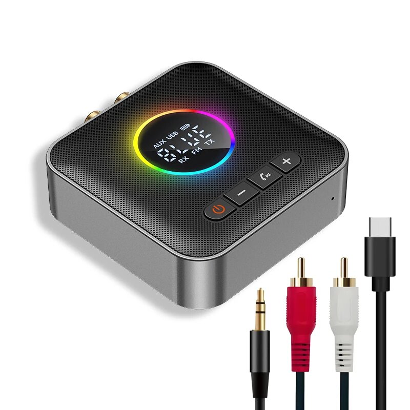 Bluetooth 5,4 аудиоприемник-передатчик FM USB 3,5 мм AUX RCA стерео HIFI музыкальный беспроводной адаптер с микрофоном для ТВ-динамика