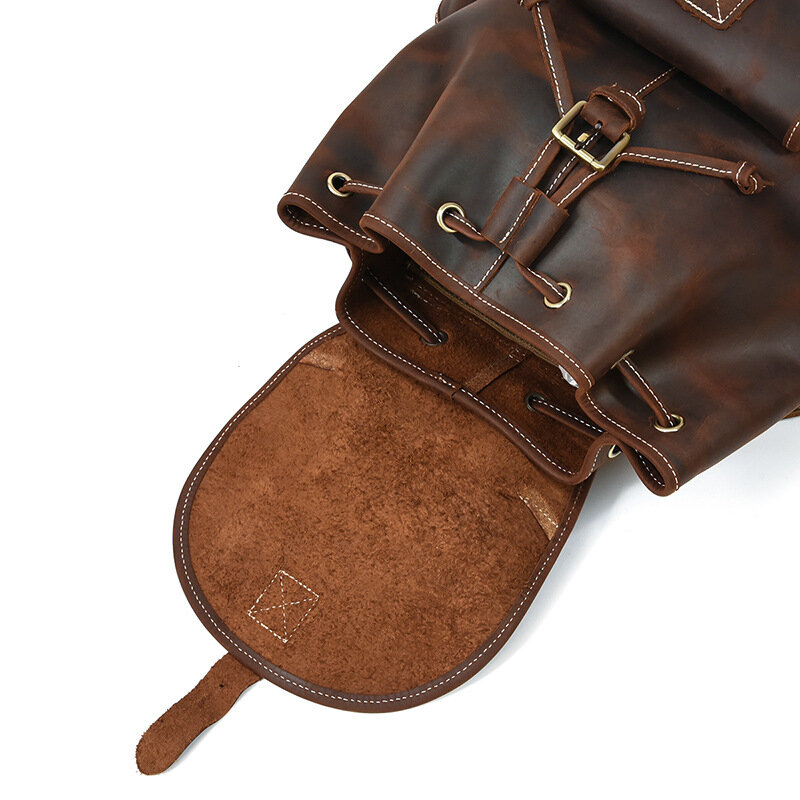 Европейский и американский ретро мужской рюкзак из натуральной кожи, мужской кожаный рюкзак Crazy Horse, студенческая повседневная школьная сумка, дорожная сумка для прогулок