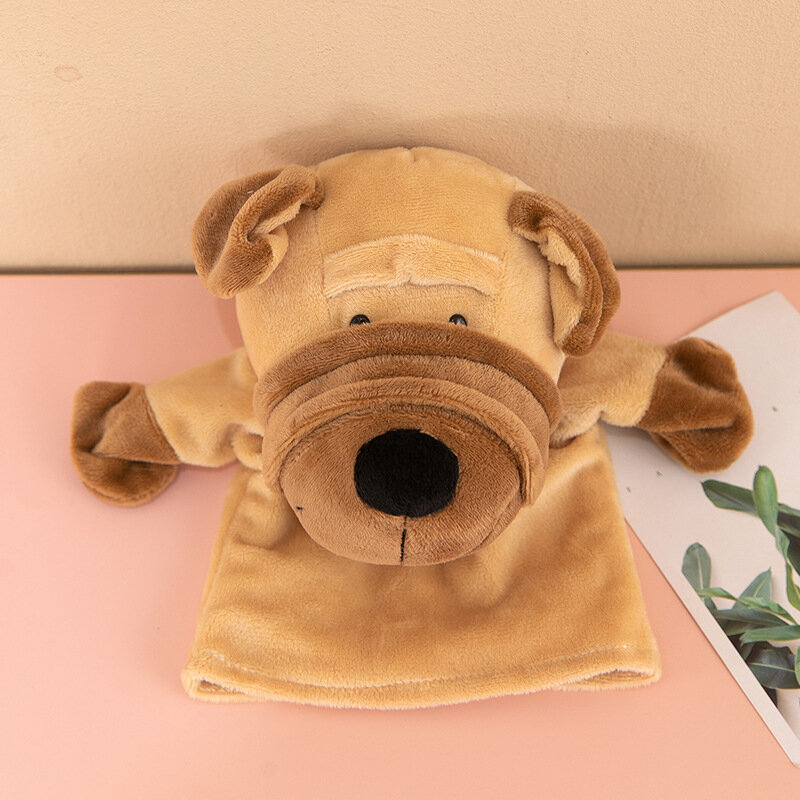 Вы можете открыть рот черепаха, кукла, игрушка, костюм животных, чтобы успокоить куклу Ручная кукла желтая собака