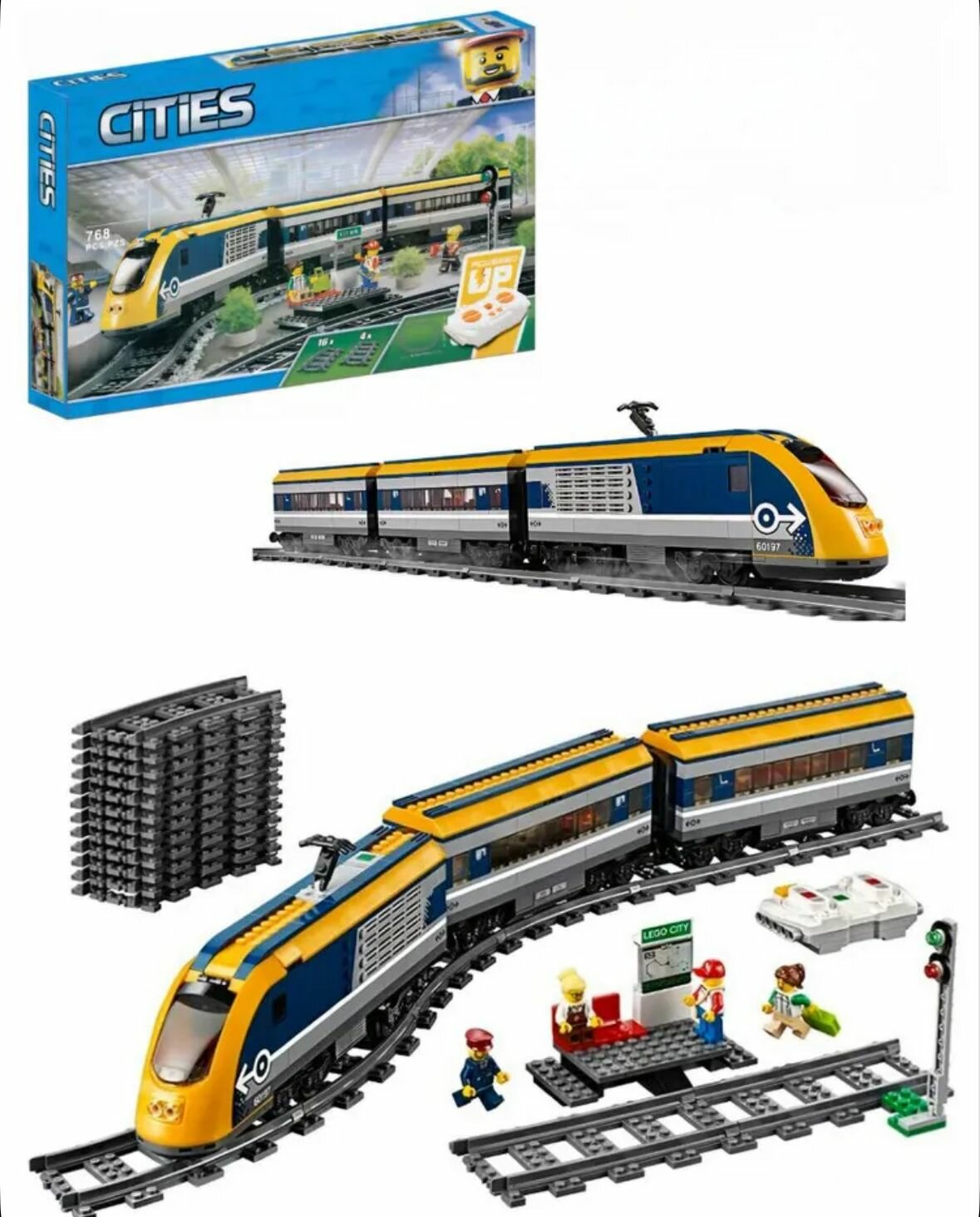 Конструктор Радиоуправляемый, " Пассажирский поезд " 768 дет ( набор / подарок для мальчиков и девочек / подарок ребенку)