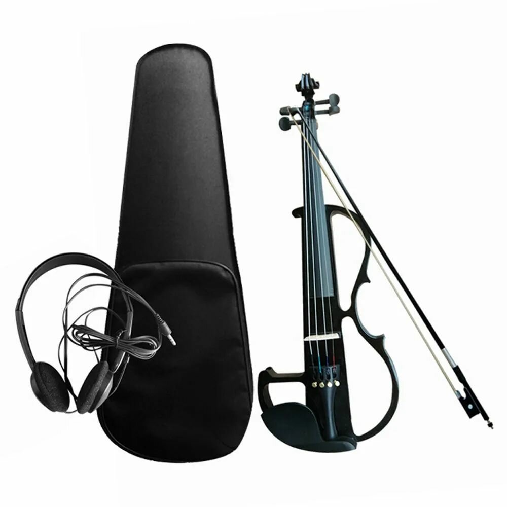 Бесшумная электрическая скрипка 4/4 из цельного дерева с корпусом из липы, накладкой грифа и колками из черного дерева