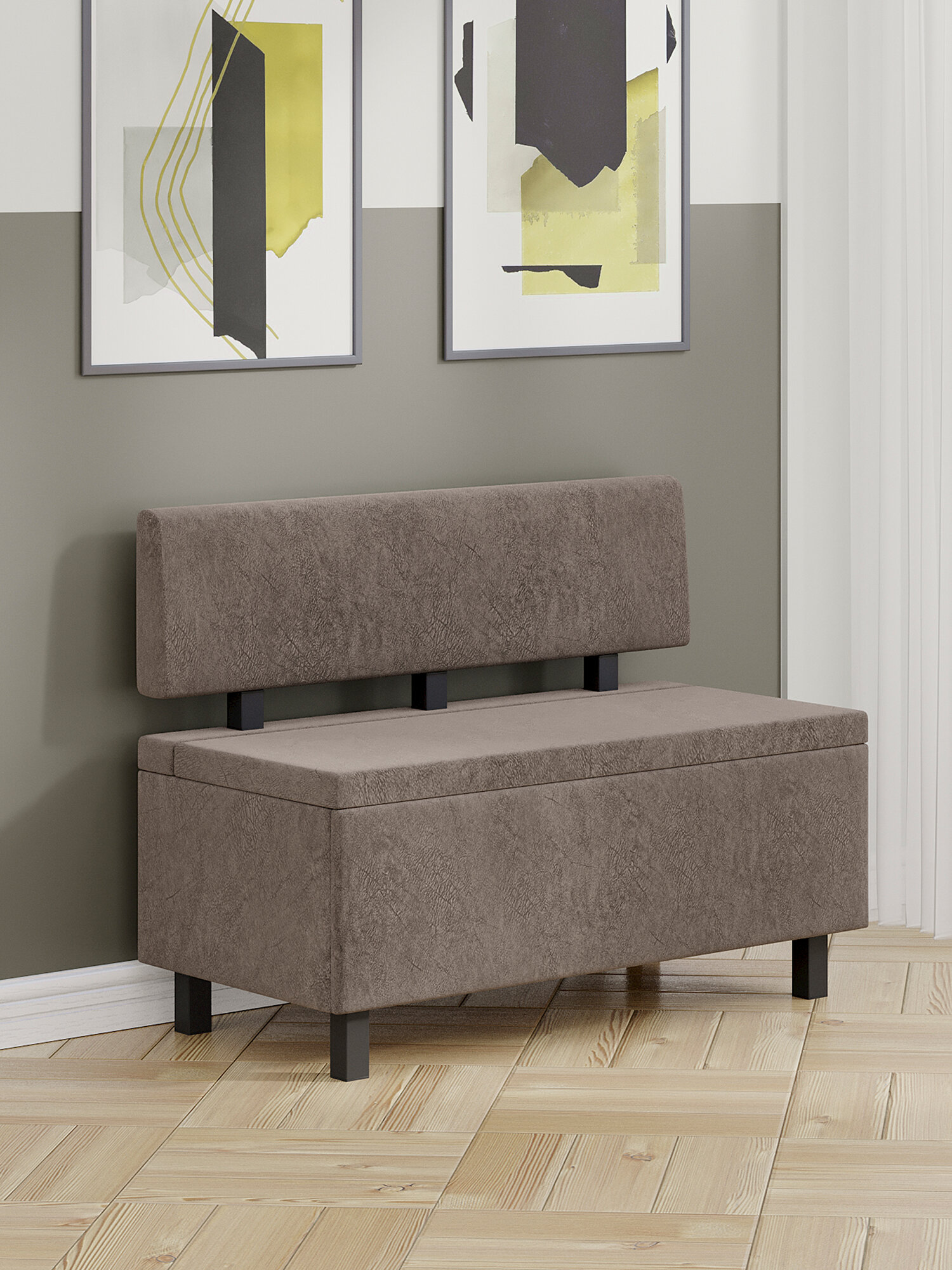 Скамья прямая «Брайтон» (1000 мм) Венге Цаво, Wellmart Latte