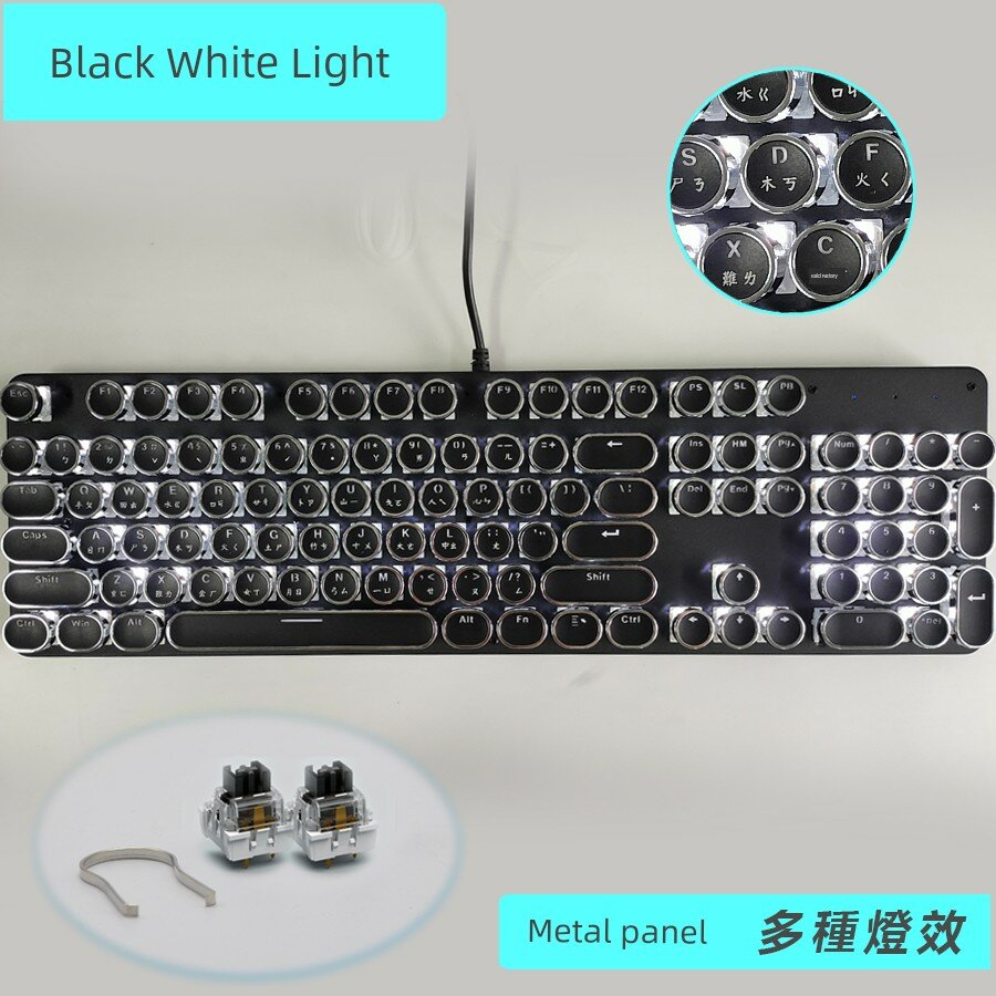 Механическая клавиатура в стиле стимпанк (Тайваньская фонетическая нотация), синие/черные переключатели, 87/104