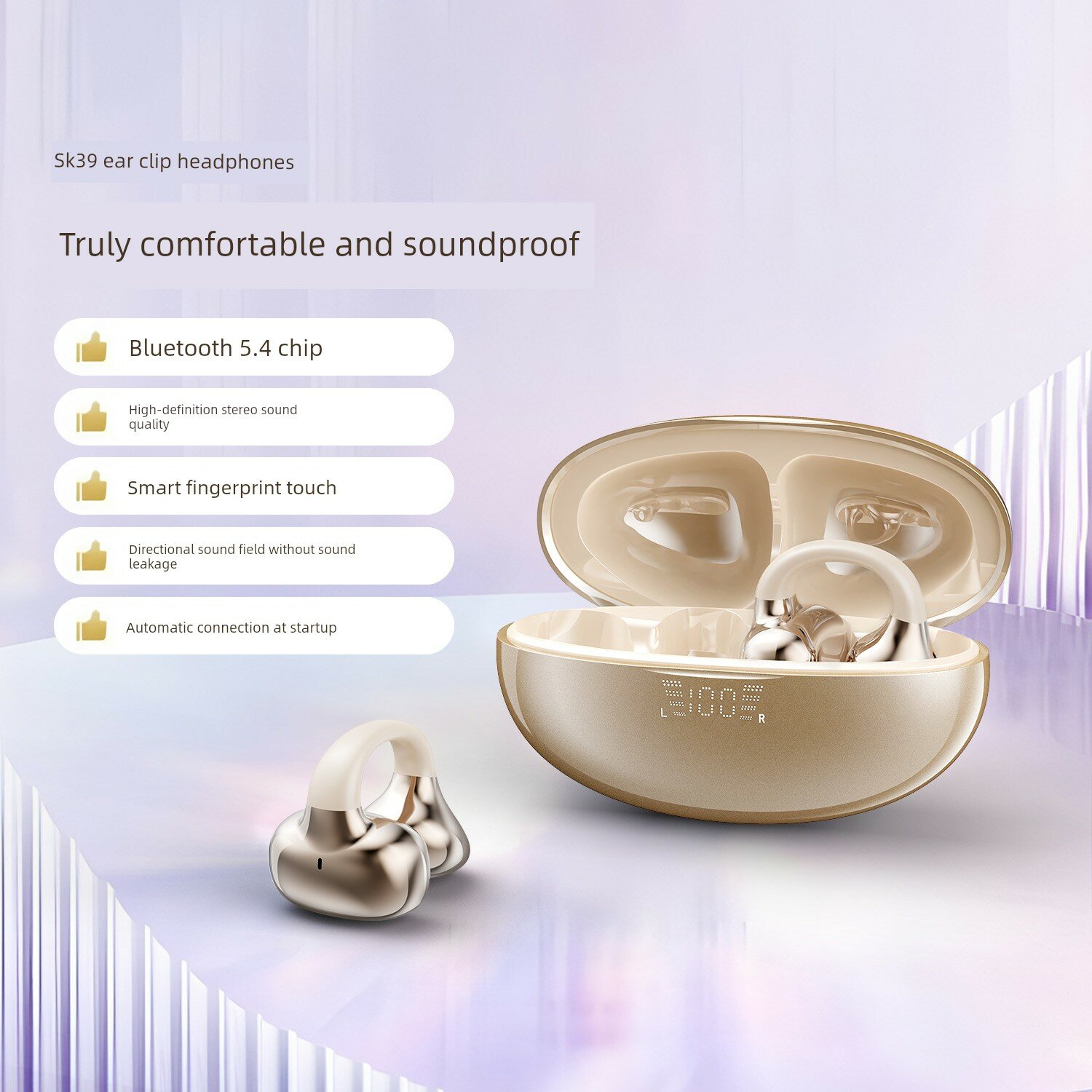 Костно-проводные беспроводные наушники Rose Gold Flagship Model Bluetooth 5.4 без потери качества звука шумоподавление