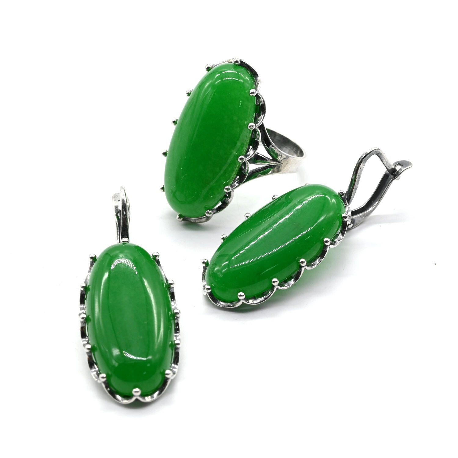 Серьги, хризопраз