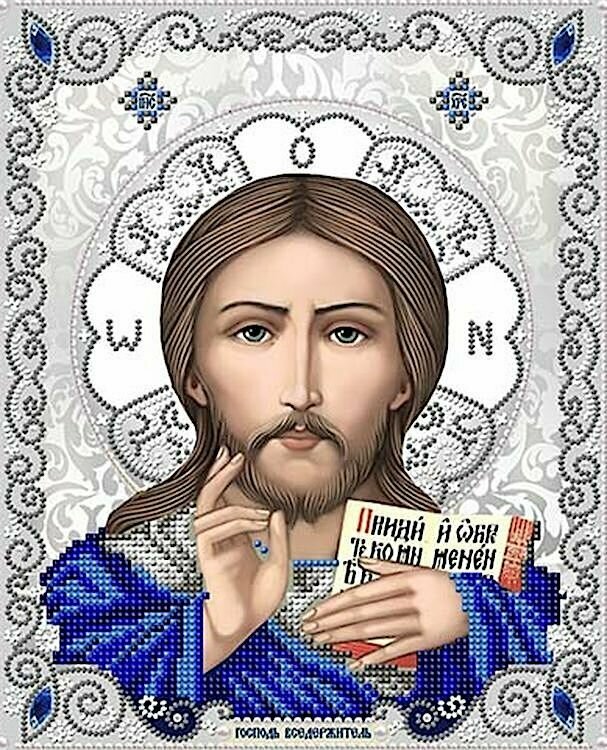 Рисунок на ткани Благовест "Вседержитель в жемчуге" 20x25 см, Иконы Святые Религия