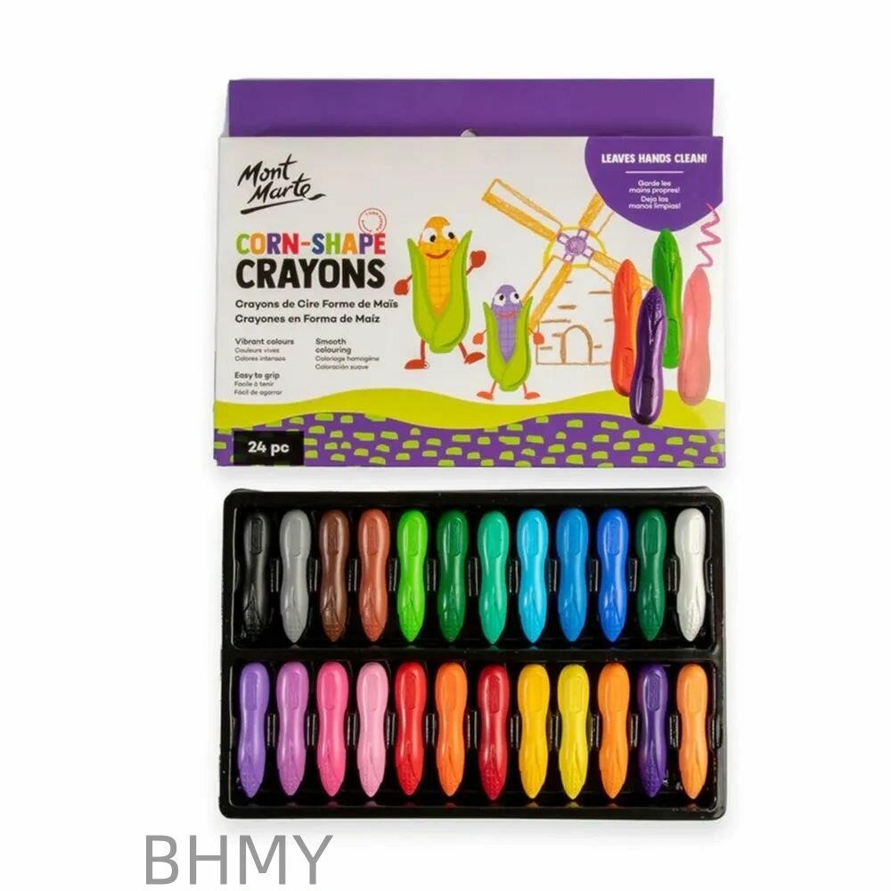 Мелки, вид мелка: Восковой, цветов: 24 шт.