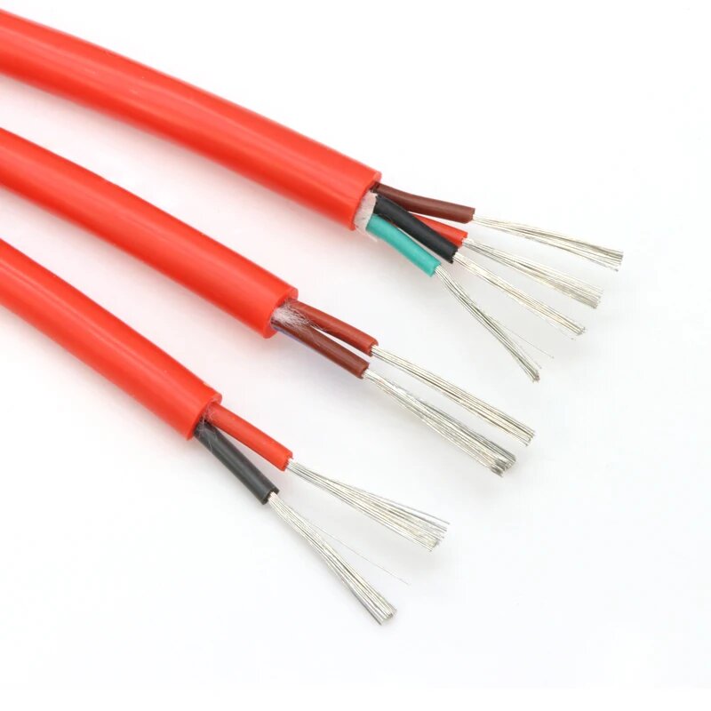 Многожильный кабель из силикона 2/3/4/6 жил 0.3-6 мм2 Square 0.3mm, Red, 1 meter x 2 Cores
