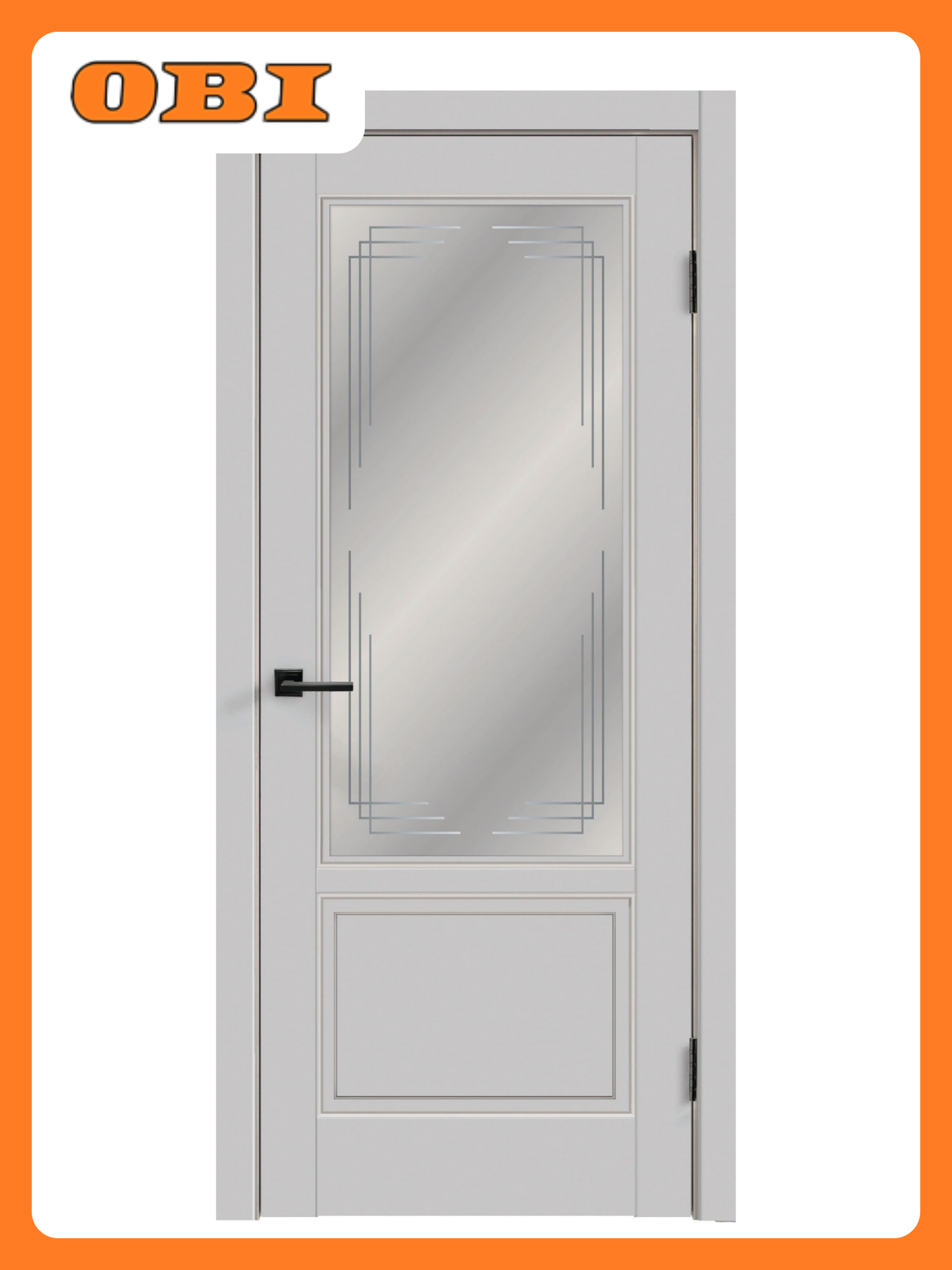 Межкомнатная дверь "Айова", остекленная, серая, 80x200, распашная, с петлями