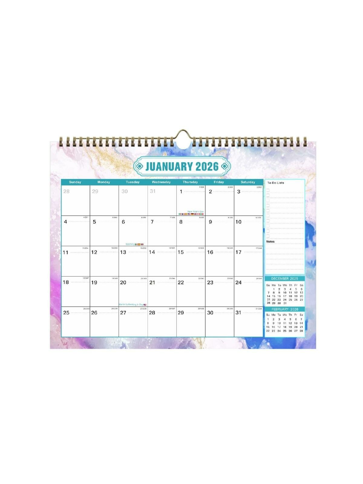 Настенный бумажный календарь на 2026-2027 годы Работает с января 2026 по июнь 2027 года для дома