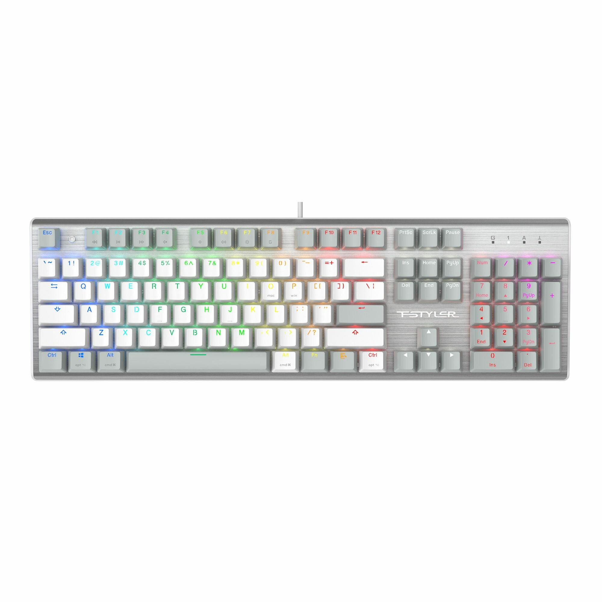 Игровая клавиатура A4Tech Fstyler FS100 Neon, механическая, серый/белый, USB