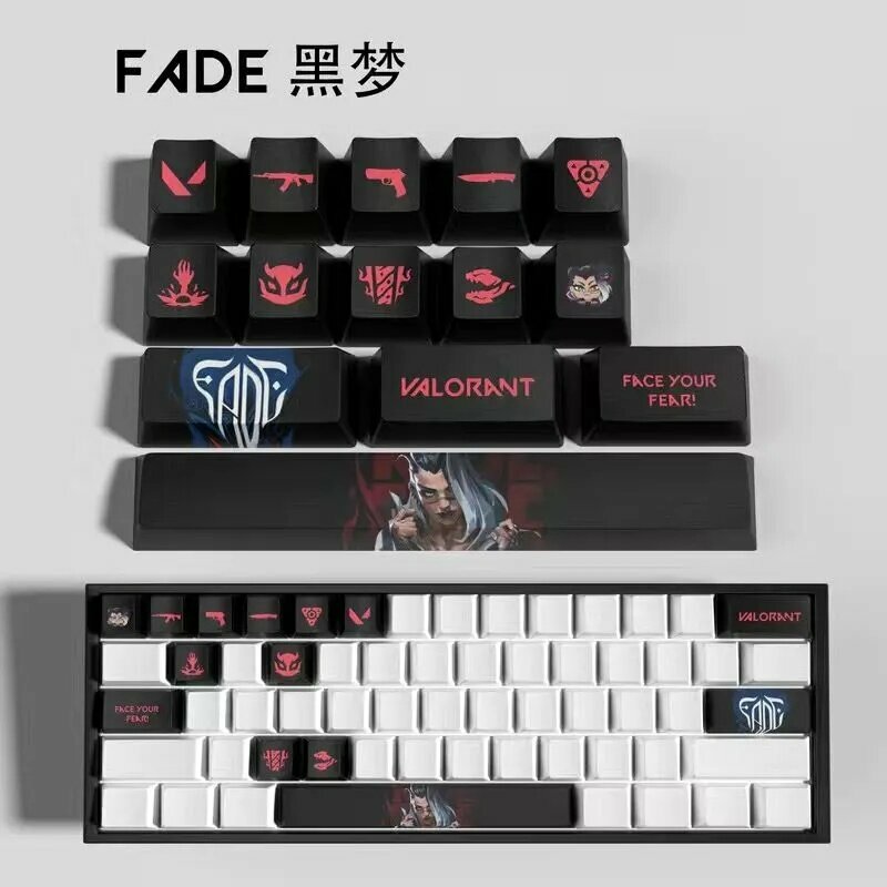 Комплект кейкапов для темы Valorant / PBT Keycaps 14 Клавиш / Кейкапы для механической клавиатуры