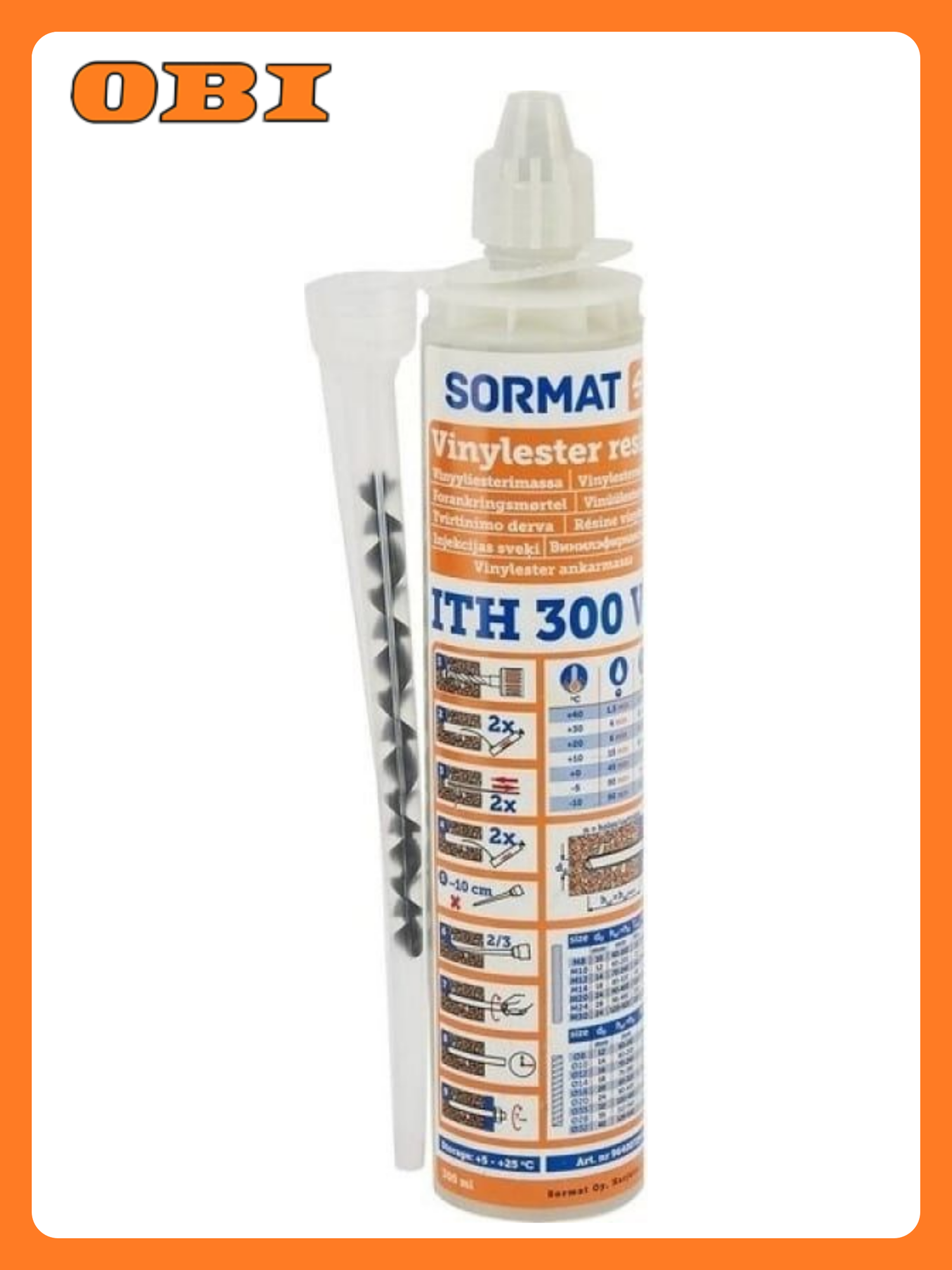 Химический анкер SORMAT ITH 300 VE, винилэстеровая смола, 300мл