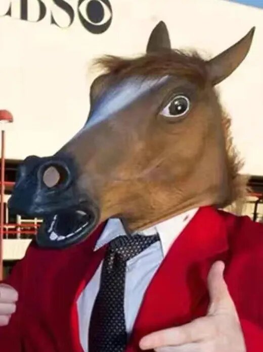 Смешная карнавальная маска лошади на голову отличное украшение образа для Нового года и Хэллоуина.