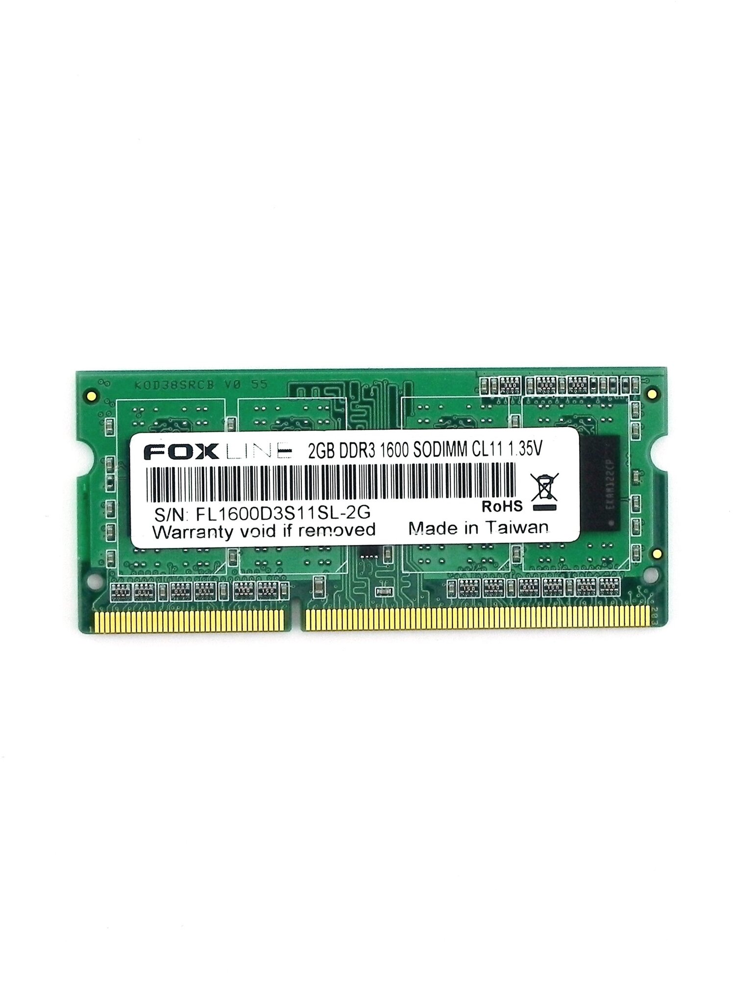 Оперативная память FoxLine DDR3L 1Rх8 2ГБ 1600MHz SO-DIMM PC3L-12800S б/у