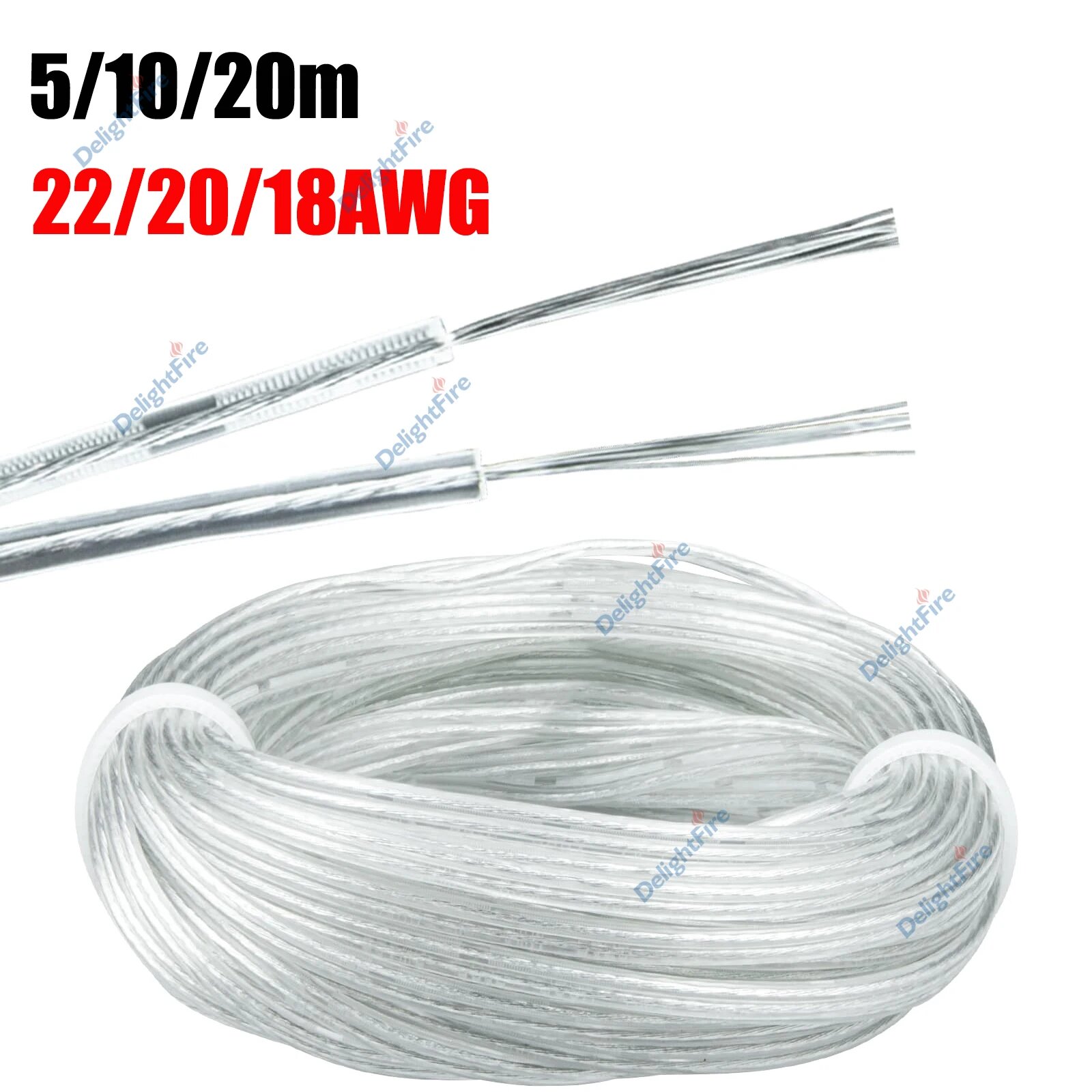 Прозрачные изолированные кабели DelightFire 22 20 18 AWG 22 AWG, 10m