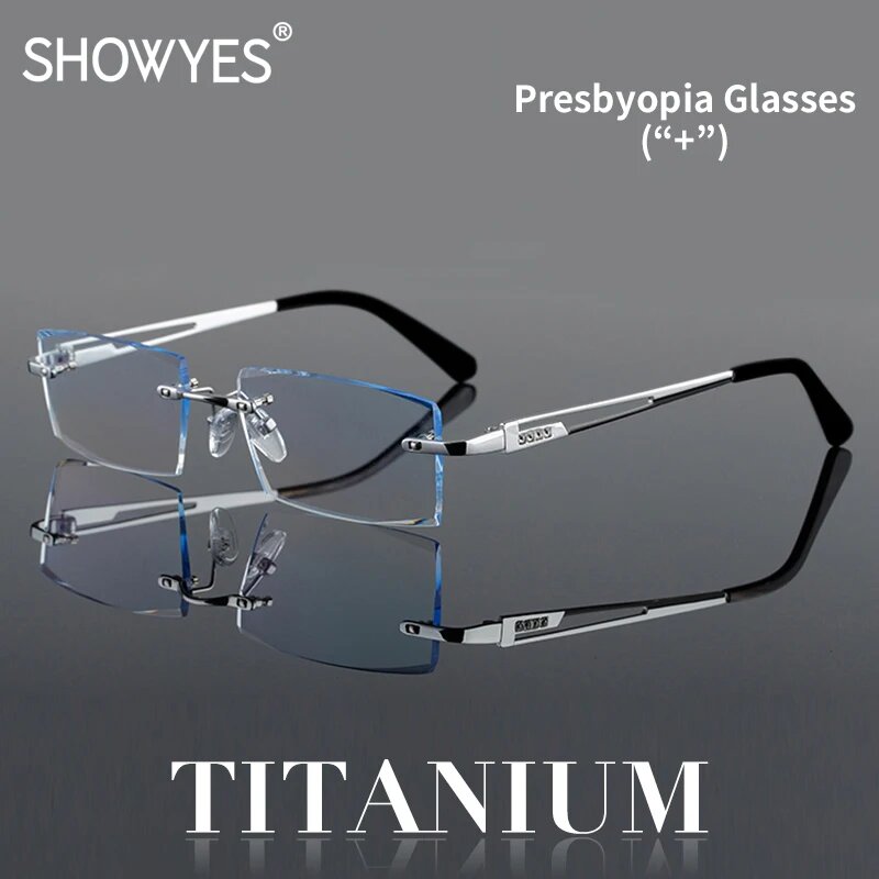 Мужские очки для чтения SHOWYES Titanium +100, Silver