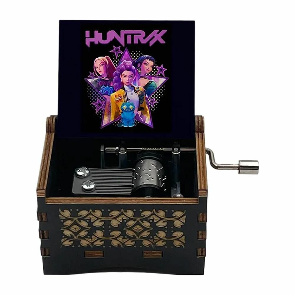 Деревянная музыкальная шкатулка с ручным заводом, резной дизайн