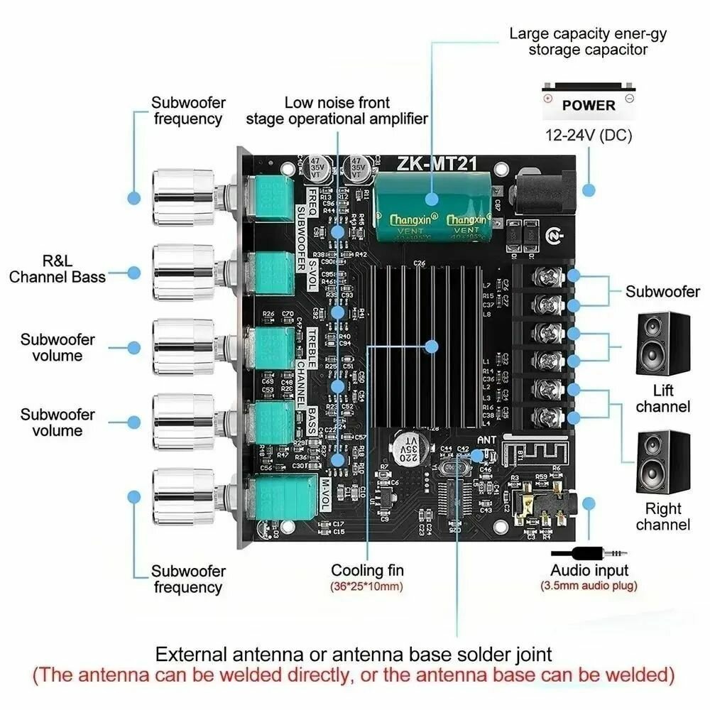 Усилитель звука для колонок,2.1-канального сабвуфера
