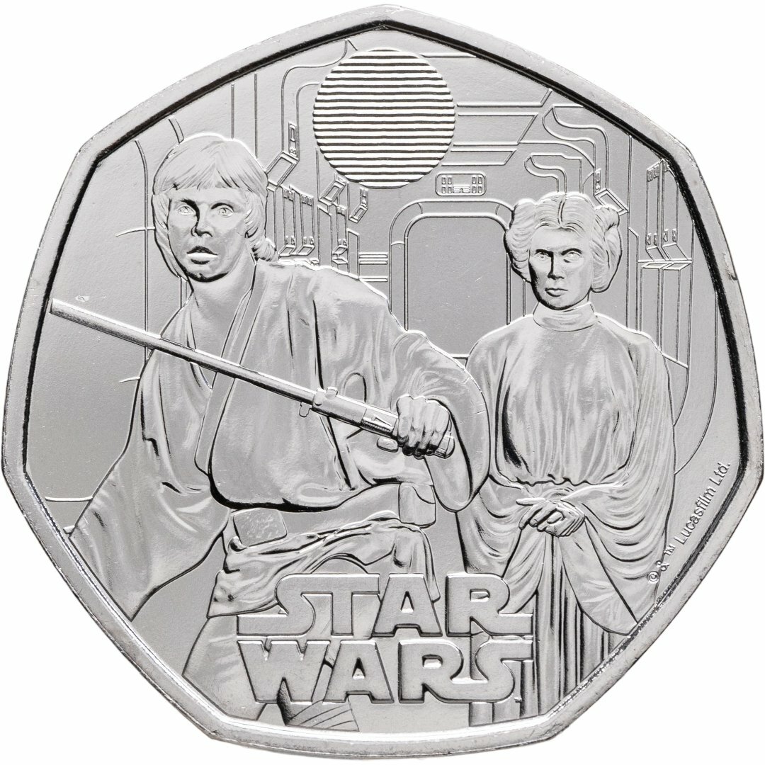 Великобритания 50 пенсов 2024 "Звездные войны Люк Скайуокер", Мельхиор медь-никель, в сохранности BUNC