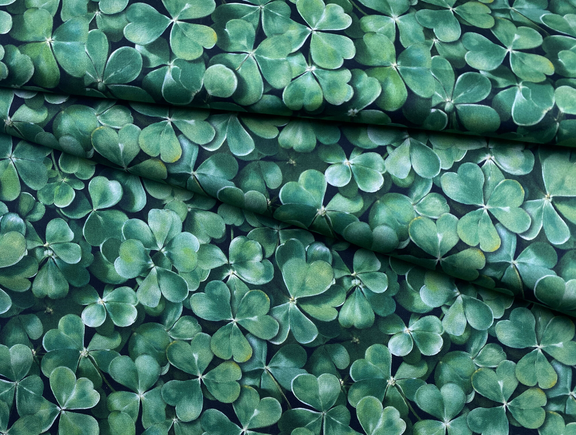 Ткань Хлопок зелёного цвета с принтом листья 14439