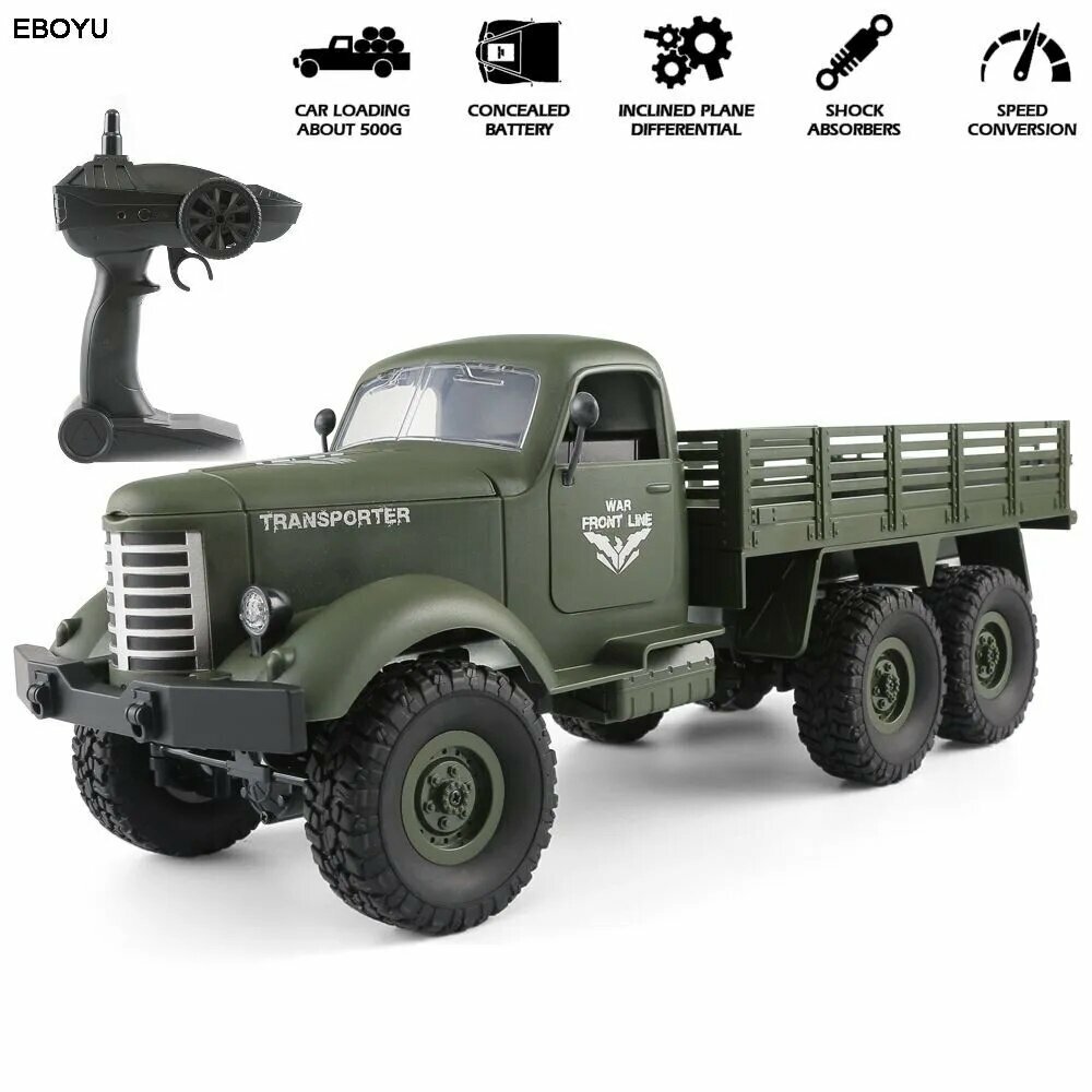Радиоуправляемый грузовик JJRC Q60 RC Car 1/16 2.4G 6WD RC внедорожный гусеничный военный детский подарок RTR