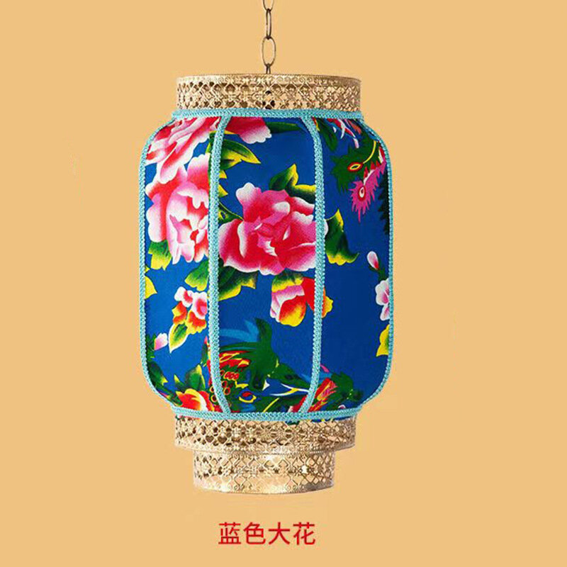 Северо-восточный большой цветочный тканевый фонарь в китайском стиле для обеда, туристическая достопримечательность, фермерский дом, железный горшок для тушения, специальный подвесной фонарь ручной работы