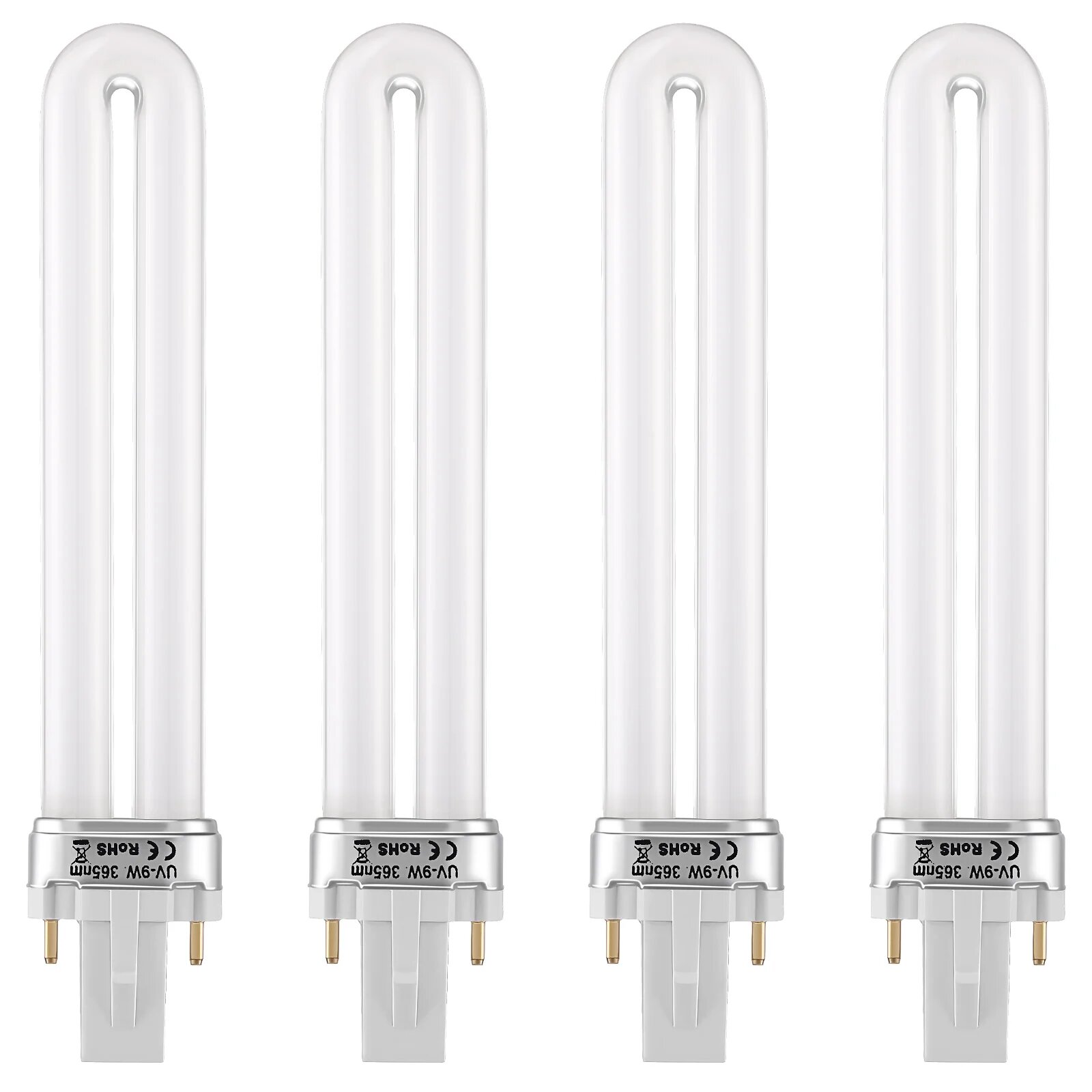 4 шт, 9 Вт, U-образная, 365 нм, УФ-лампа для ногтей, трубка, лампочки для ногтей, лампочка, ультрафиолетовая сушилка