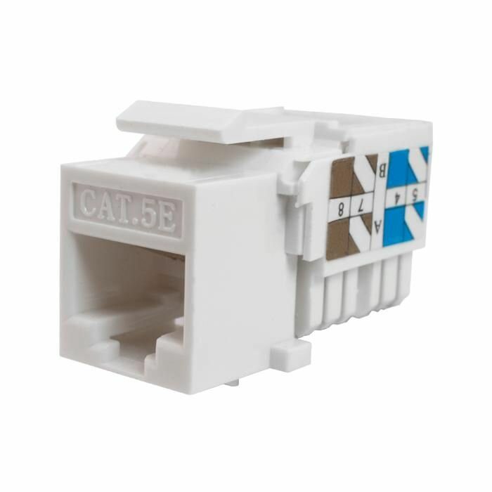 Модуль розеточный Suprlan Keystone Jack, 8P8C, RJ-45, UTP, Cat. 5e, инструментальная заделка, белый