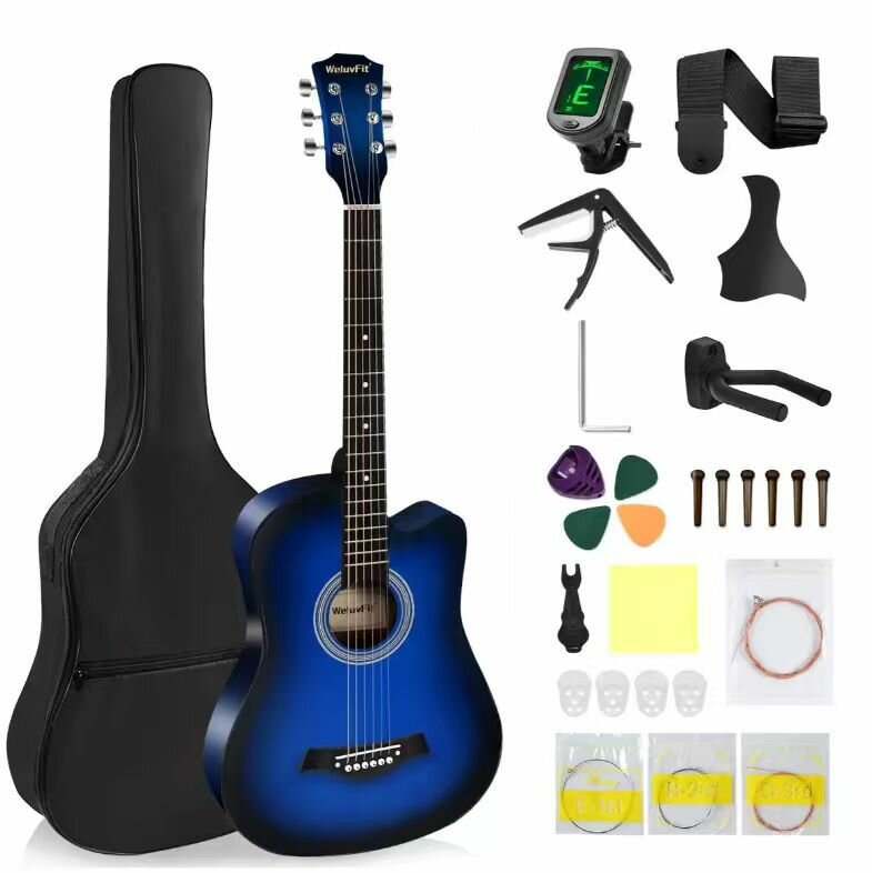 2025 Оптовая продажа от фабрики 38inch Гитара Полный набор аксессуаров / Укулеле Маленькая гитара 21inch Акустическая гитара